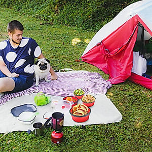 Guyuyii 4 Pack Collapsible Bowls for Camping - Space-Saving, Microwave, Dishwasher and Freezer Safe Camping Bowl with Lid for Travel, RV, Outdoor Adventures - 4 Sizes (1200 ml, 800 ml, 500 ml, 350 ml)