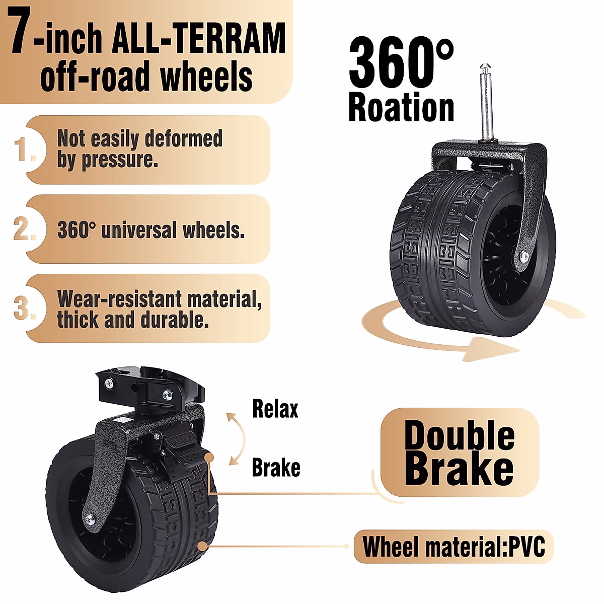 Sainlogic 300L Collapsible Folding Wagon with 450Lbs Large Capacity, Wagons Carts Heavy Duty Foldable with Big All-Terrain Beach Wheels & Drink Holders (Off-white)