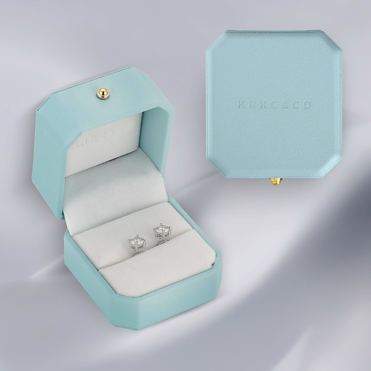 KRKC&CO Moissanite Studs Earrings, Sparkly Earrings, S925 Sterling Silver, 4-Prong, 0.6-3CT, D Color, VVS1, 14K White Jewelry Gifts for Women(5mm, 0.5ct*2, silver, 4p)