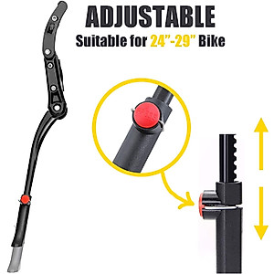 Bike Kickstand, Adjustable Rear Mount Aluminum Alloy Bicycle Kickstand for 26” 28” 700C 24”- 29” inch Adult Bike Mountain bike Road Bike BMX MTB