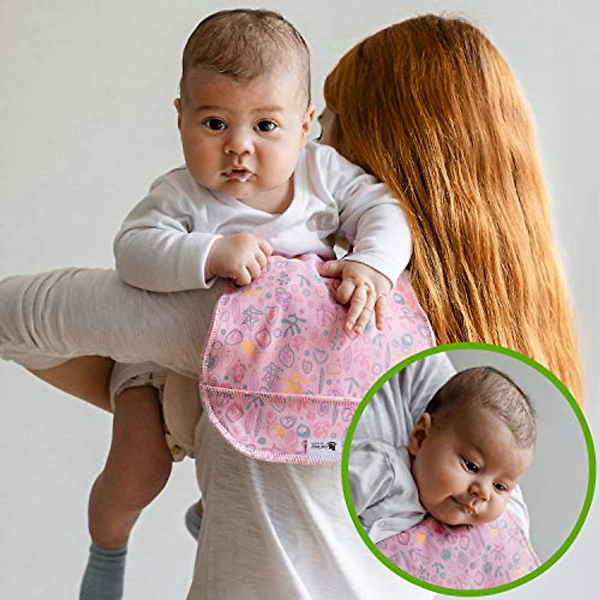 Organic Burp Cloths, 3-Pack of Double Layered Organic Cotton Burp Cloths Boy, Baby Girl Burp Cloths MADE IN EU, Absorbent Burp Clothes Unisex, Soft & Cosy Cotton Burp Cloth, Quick Drying Burping Cloth