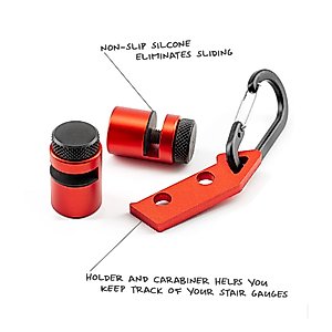 Simon Tools - Stair Gauges for Framing Square | Extra Tall 𝗡𝗼𝗻-𝗦𝗹𝗶𝗽 Framing Square Stops with Holder, Framing Tools for Speed Square