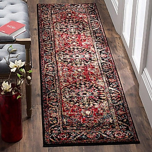 SAFAVIEH Vintage Hamadan Collection Area Rug - 9' x 12', Red & Multi, Oriental Traditional Persian Design, Non-Shedding & Easy Care, Ideal for High Traffic Areas in Living Room, Bedroom (VTH215A)