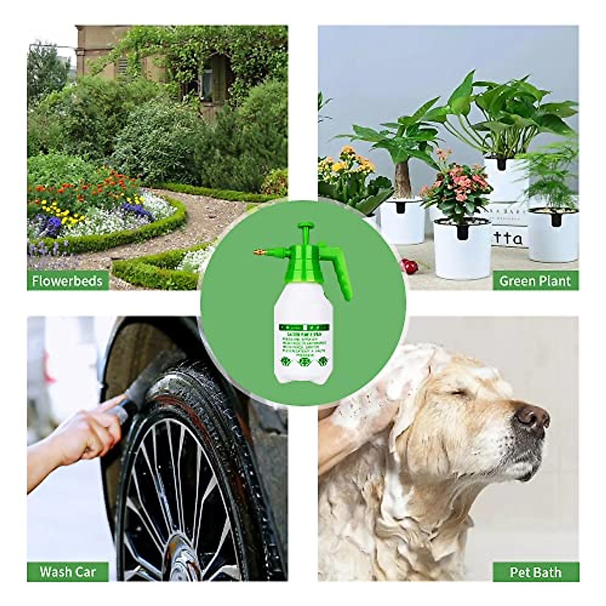 Munyonyo Garden Pump Sprayer,68oz/34oz Hand-held Pressure Sprayer Bottle for Lawn with Safety Value&Adjustable Nozzle, for Watering,Spraying Weeds,Home Cleaning and Car Washing,0.5 Gallon