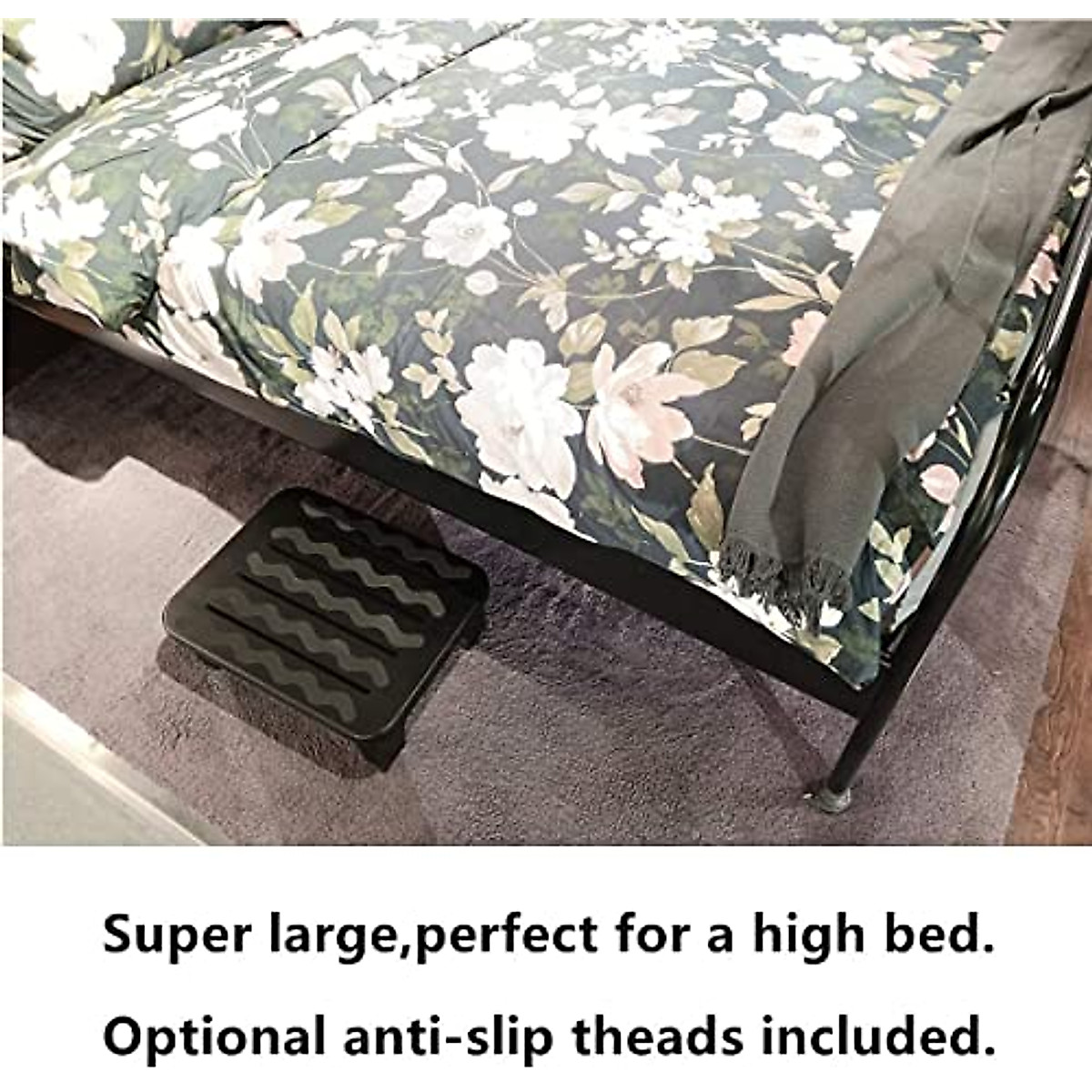 URFORESTIC Solid Wood Bed Step Stool Super Large/Bedside Steps for High Beds/Solid Wood Super Sturdy Hold Up to 500 LBS (Dark Walnut)