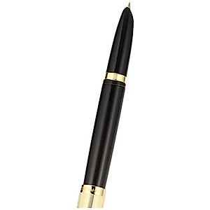 Parker 51 Fountain Pen | Deluxe Black Barrel with Gold Trim | Fine 18k Gold Nib with Black Ink Cartridge | Gift Box