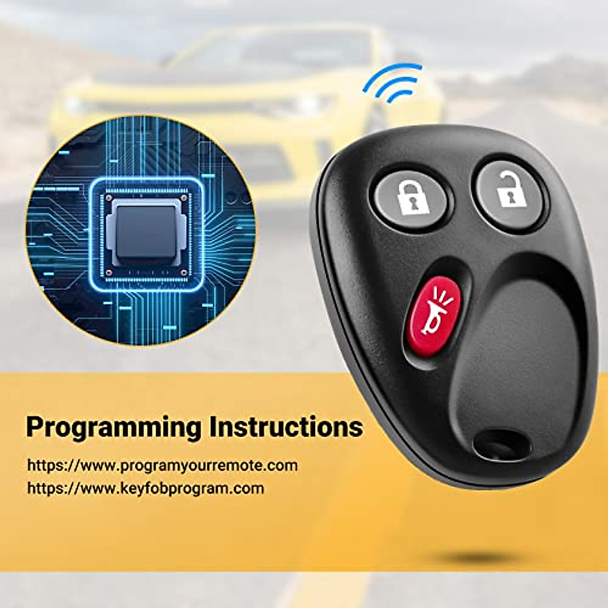 Keyless Entry Car Key Fob LHJ011 Compatible with 2003-2007 Chevy Silverado Tahoe Avalanche Equinox SSR Suburban | GMC Sierra Yukon| Hummer H2| Cadillac Escalade (2 Pack)