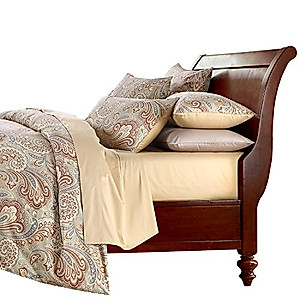 Softta Duvet Cover Set Paisley Bedding Design 800 Thread Count 100% Cotton 3Pcs,Queen Size,Khaki