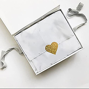 Mercei 1"(2.5cm) Gold Heart Stickers with Glitter Holographic Gravel Pattern, 500 pcs Sparkling Adhesive Heart Sticker Labels per Roll, Love Stickers for Personal and Business Use