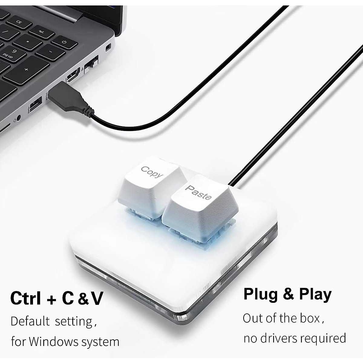 BTXETUEL Copy and Paste 2-Key Keyboard SAYO OSU Keypad Hotswap One Handed Mechanical Gaming Keyboard Cherry Switch RGB Backlit Mini USB Keypad for macros or Rhythm Games