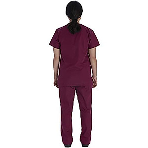 Vital Threads Men and Women Scrubs Set V-Neck Top & Drawstring Pant, VT526C, XL, Wine