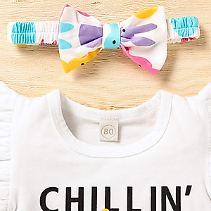 GRNSHTS Toddler Baby Girl Easter Outfits Short Sleeve Bunny Print Shirt Tops+Flared Pants+Headband 3PCS Clothes Set (White, 2-3 T)