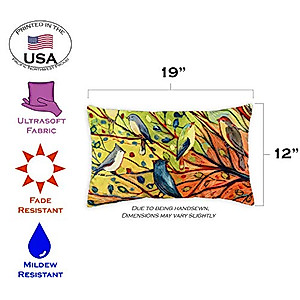 Toland Home Garden Tree Birds 12 x 19 Inch Indoor, Pillow Case Only (2-Pack) 2 Count