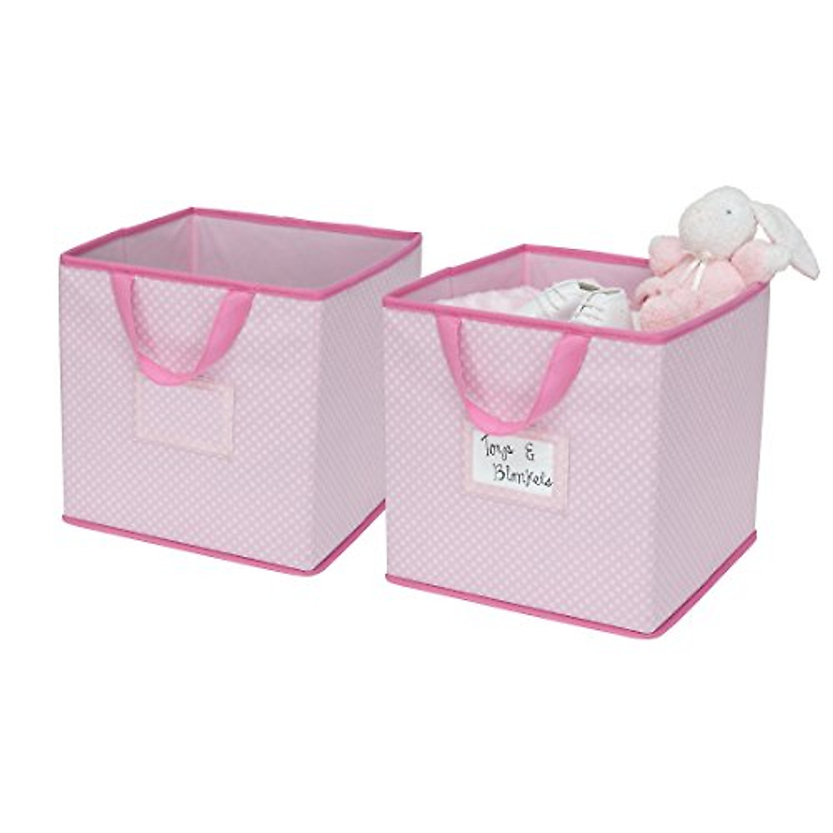 Delta Children 12 Piece Foldable Storage Cubes/Bins, Barely Pink