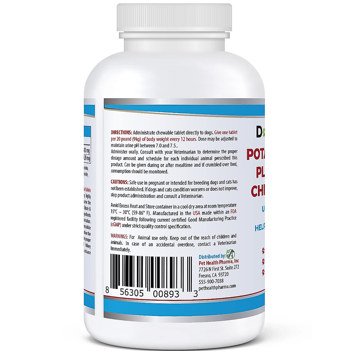 Potassium Citrate Plus Cranberry Supplement for Dogs (100 Tablets) - Urinary Tract Support-Helps Deter Formation of Calcium Oxalate Stones - Deters Bladder & Kidney Stones (Made in U.S.A)