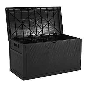 Incbruce Outdoor Storage Box 120 Gallon Patio Deck Box with Handles, Patio Storage Waterproof Deck Boxes Garden Resin Deck Storage Container Lockable Storage Box (Black)