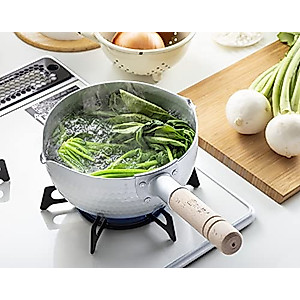 Taniguchi Metal Snow Flat Pot, Deep Type, 8.7 inches (22 cm), Made in Japan