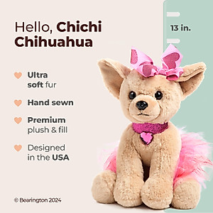 Bearington Chichi Chihuahua Stuffed Animal Toy Puppy Dog with Tutu, 13"