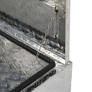 MOTORHOT 42" W x 18" H x 17" D Aluminum Truck Tool Box with Lock & Keys, Diamond Plate Truck Underbody Toolbox Trailer Pickup Truck Bed ATV RV Box Storage Organizer, Silver