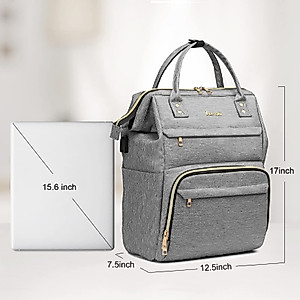 Ronyes Laptop Backpack for Women, Teacher Backpack with Laptop Compartment USB Charging Port Waterproof Travel College School Work Backpack for Nurse, Business Computer Bags 15.6 Inch, Grey