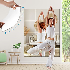 SLDIYWOW Wall Mirror Full Length, 4Pcs Full Body Mirror for Bedroom, Safety Unbreakable Mirror Great for Baby Kids Toddler, Full Body Mirror Tiles for Bedroom, Home Gym, Living Room