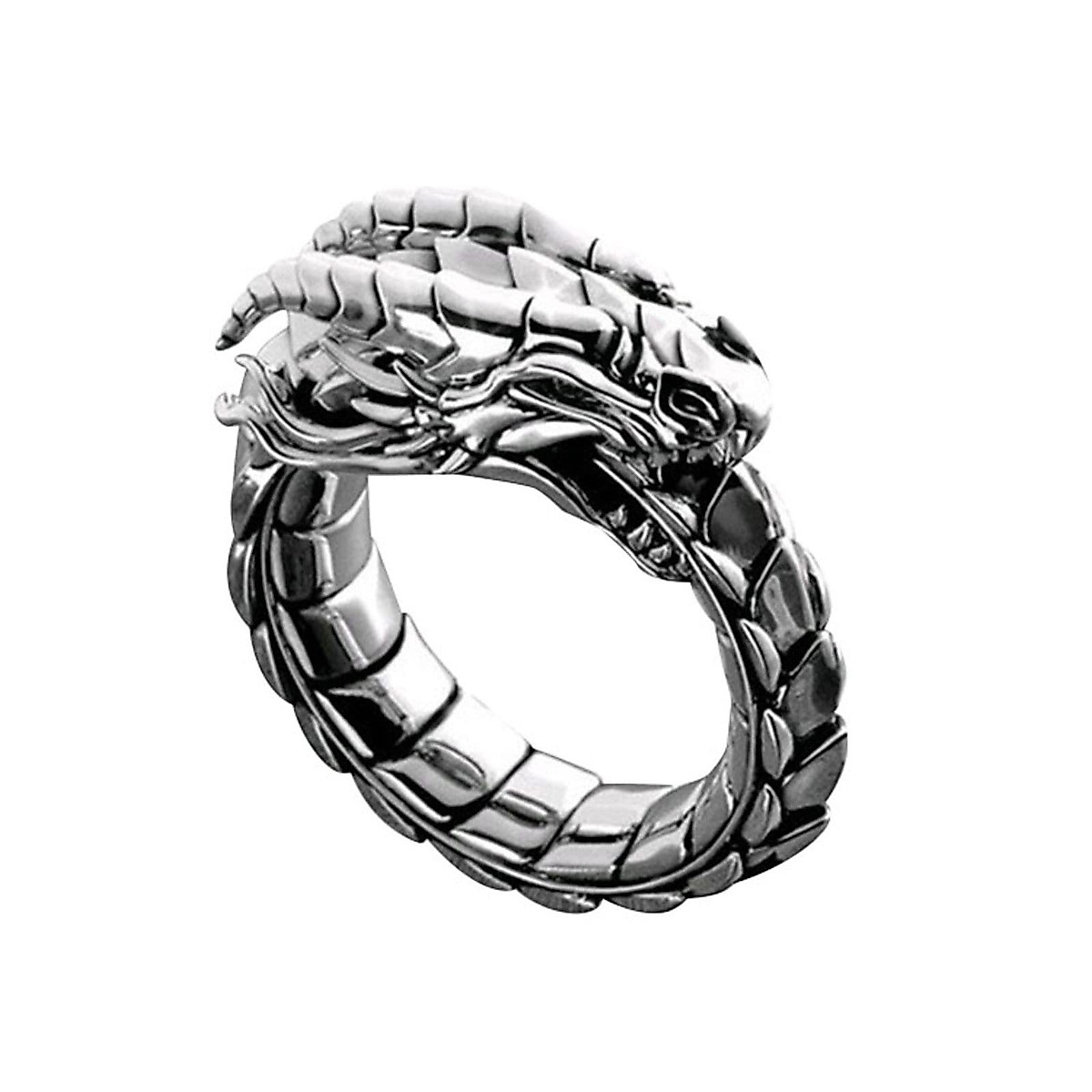 Punk Dragon Ring,Dragon Ring for Men,Gothic Rose Gold Dragon Head Ring Punk Stone Dragon Ring for Boys Hip Hop Retro Rock Dragon Animal Jewelry Size 6-12 (A, 9)