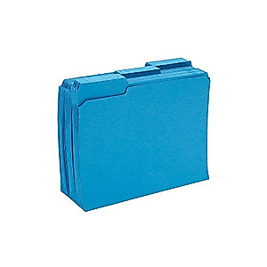 Staples 508911 Colored File Folders W/Reinforced Tabs Letter 3 Tab Blue 100/Box
