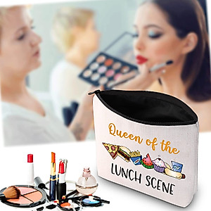 JXGZSO Lunch Lady Makeup Bag Lunch Lady Gifts Queen of The Lunch Scene Cosmetic Bag Gift for Cafeteria Worker (Queen of The Lunch Scene B)