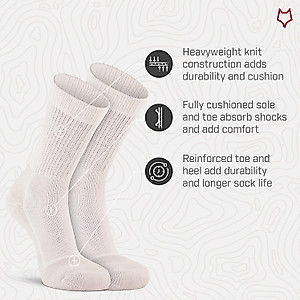 Fox River Tall Size Wick Dry Athletic Heavyweight Sport Crew Socks (2 Pair Pack), White, Large