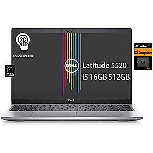 Dell Latitude 5520 (2023) 5000 15.6" FHD Touchscreen Business Laptop (Intel 4-Core i5-1145G7 vPro, 16GB RAM, 512GB PCIe SSD) Backlit, Thunderbolt 4, Wi-Fi 6, Webcam, IST SD Card, Win 10 / Win 11 Pro
