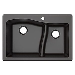 Kraus Quarza Kitchen Sink | 33-Inch 60/40 Bowls | Black Granite | KGD-442 model