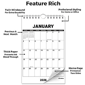 CRANBURY 2023 Small Wall Calendar - (5.5x8.5"), Mini Notepad Calendar, Little Wall Calendar 2023 for Desk, Fridge, or Bulletin Board, Includes Stickers
