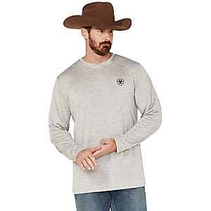 Ariat Men's Charger Camo Shield Long Sleeve T-Shirt Heather Grey Medium