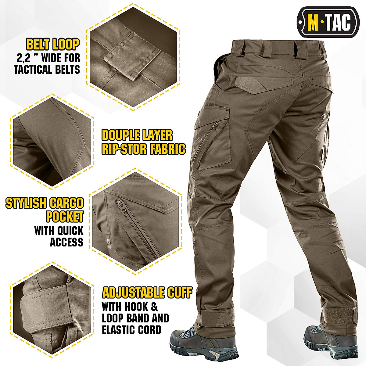 M-Tac Aggressor Flex - Tactical Pants - Men Cotton with Cargo Pockets (Olive Dark, W32 / L30)