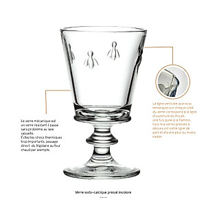 La Rochere Bee Wine Glass Set of 6 Goblet 8 Ounce