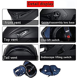 YMKJGZS Motorbike Motorcycle Modular Bluetooth Helmet DOT Approved Flip Up Front Helmets Integrated Dual Anti-Fog Visors Full Face Street Racing Helmet for Adults Men Women (14,M(57-58CM))