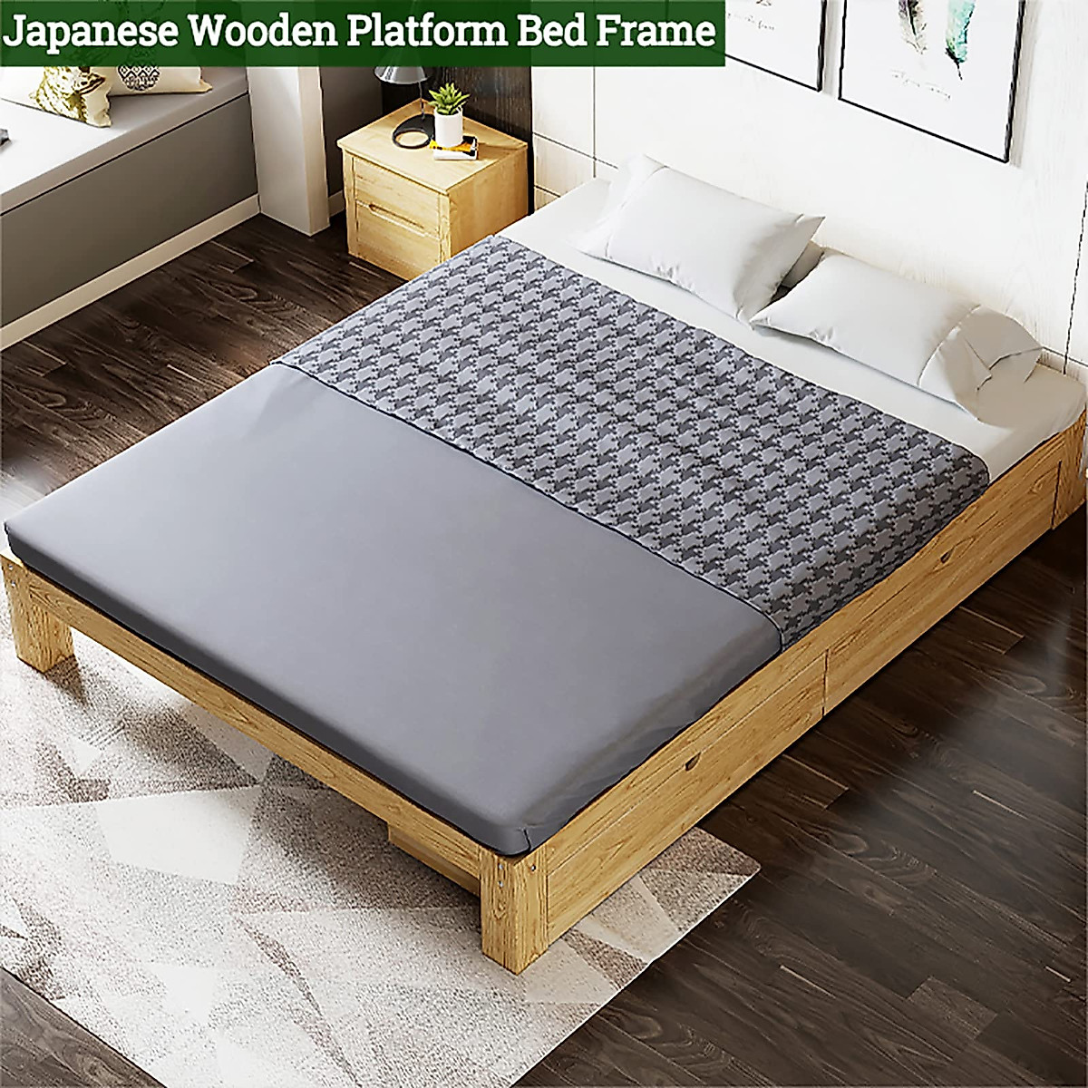 Scandinavian Bed Frame,Solid Wood Bed Frame,Japanese Bed Frame Floor Bed Platform with Storage Drawer,12" Tall Natural Wooden Floor Bed Frame for Bedroom(39.5" W x 77" L x 12" H, Twin)