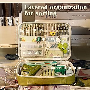 MILLEVIBE Pencil Pouch Large Capacity Pen Case with Anime Display Window for Teen Girls Boys Organizer School Supplies (Blue)