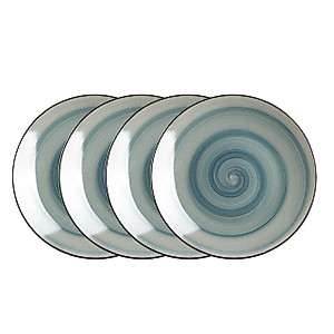 HomeVss, Stoneware Sonoma 16pc Dinnerware Set, Black + Speckled Spin Wash Blue