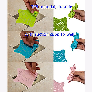 Bathtub and Shower Hair Catcher, Shower Drain Cover with Suction Cups, Hair Catcher for Shower Drain, Star Drain Cover for Shower, Hair Stopper Hair Catcher Bathtub Drain, Suit for Kitchen, Bathroom