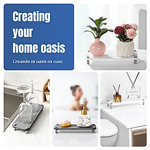 Plentio Bathoom Trays, 2 Pack, Fast Drying Stone Soap Dish, Sponge Holder for kitchen, Diatomite Stone Sink Tray for Soap and Toothbrush Cup, Suitable for Bathroom and Kitchen, Lvory Love