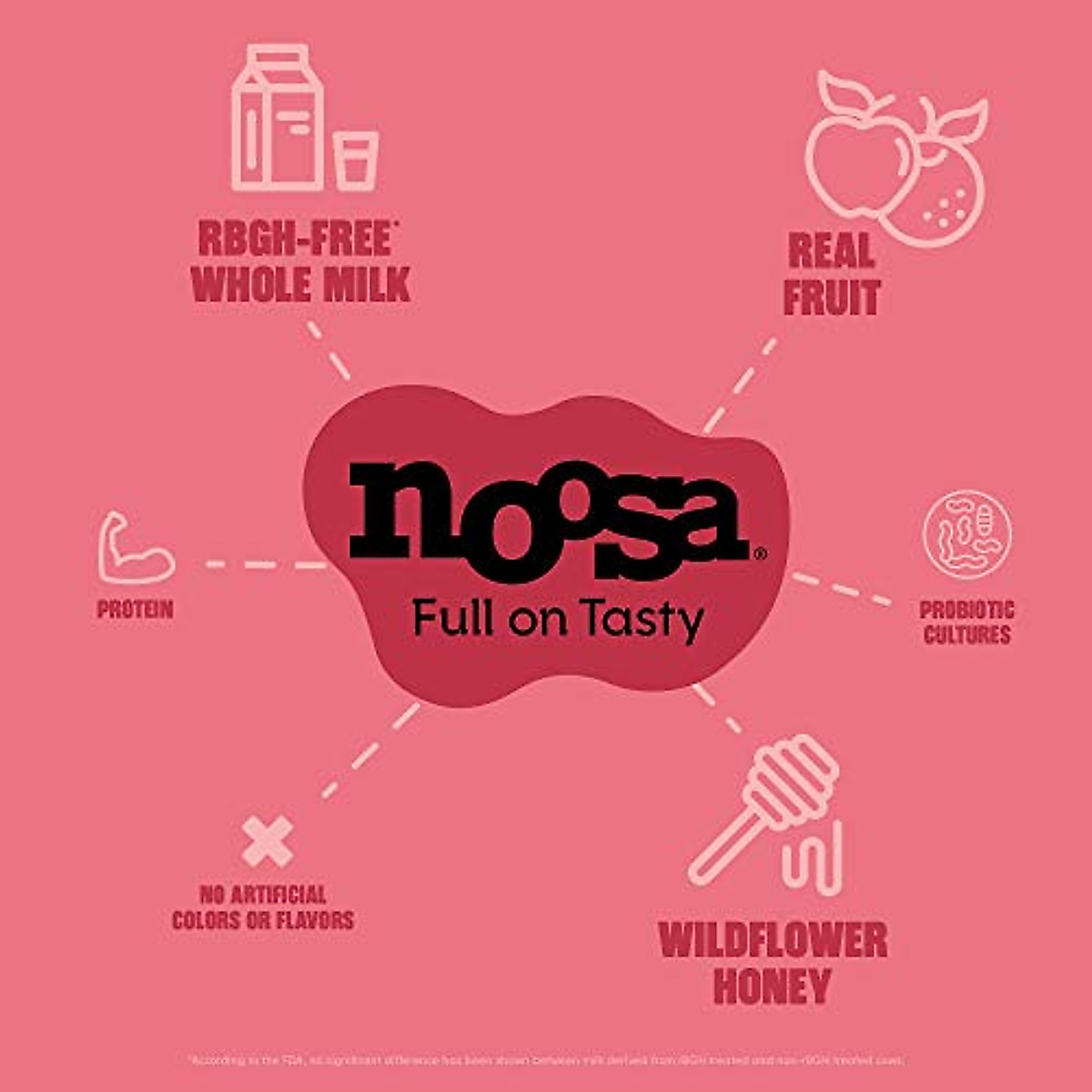noosa Yoghurt, Strawberry Rhubarb, 8oz, Probiotic, Whole Milk Yogurt, Real Strawberries, Rhubarb, No Artificial Ingredients, Gluten Free