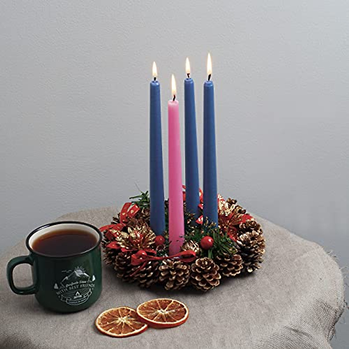 CANDWAX 12 inch Taper Candle Set of 4 - Dripless Taper Candles and Unscented Candles - Long Burning Candles Perfect as Home Decor - Pink Candle and Blue Taper Candles - Tall Candlesticks