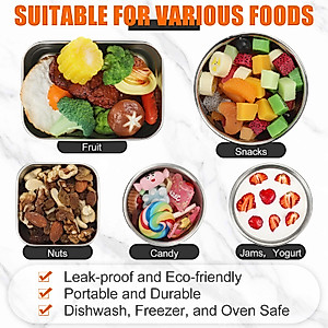 RimCereal 4 Pcs Stainless Steel Lunch Containers with Lids Metal Lunch Box Leakproof Salad Snack Containers for Kids