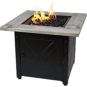 Endless Summer, The Mason, Square 30" Outdoor Propane Fire Pit, Includes Black Fire Glass, Matching Table Insert, & Protective Cover