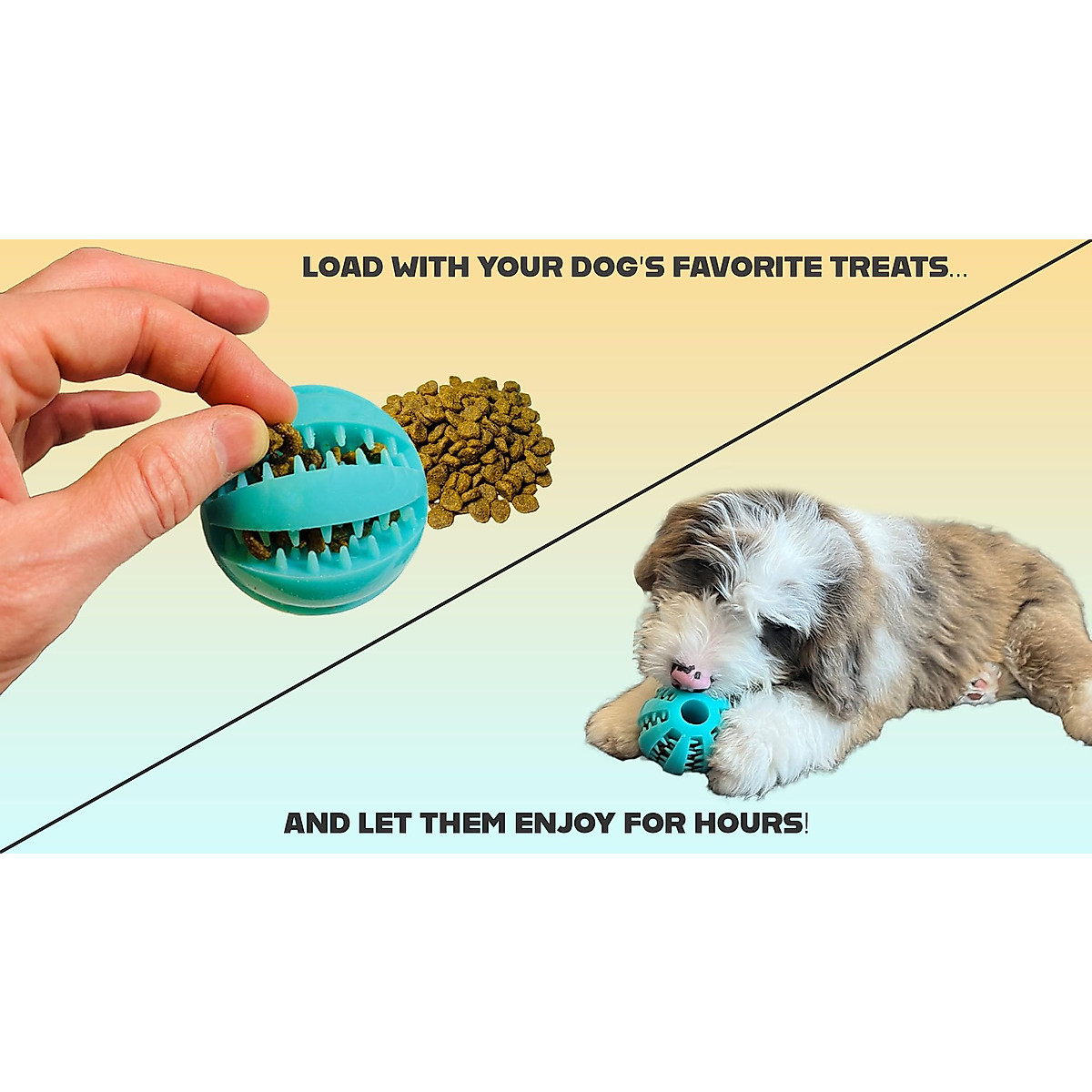 Stocking Stuffers For Dogs - Dog Chew Toys 3-Pack - Dog Teething Toy Treat Balls - Dental Cleaning Balls - Nontoxic Interactive Dog Toys - Dog Puzzle Toys (2.8in - Medium / Large Dog)