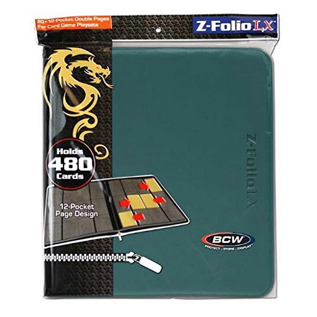 BCW Z-Folio LX Zipper Portfolio Teal 12 Pocket Playset Album