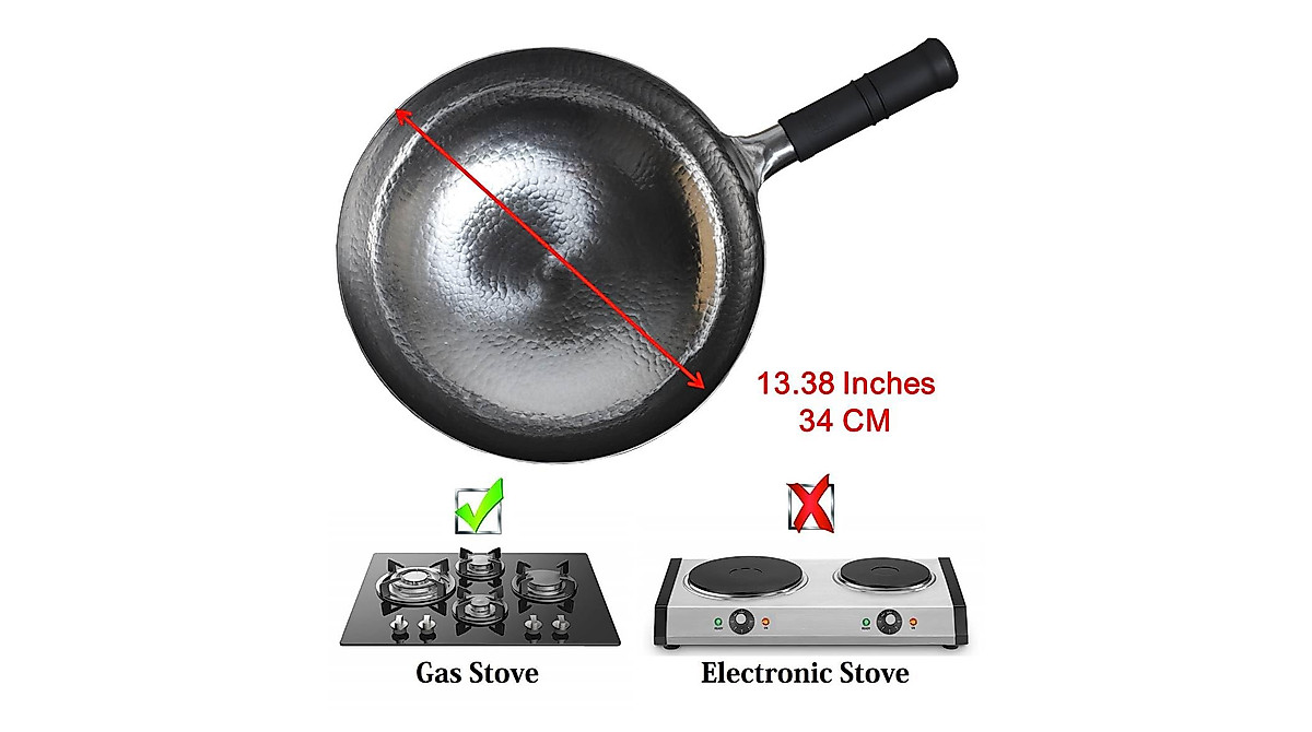 Mecete Nonstick Hand Hammered Wok - 13.3 Inch