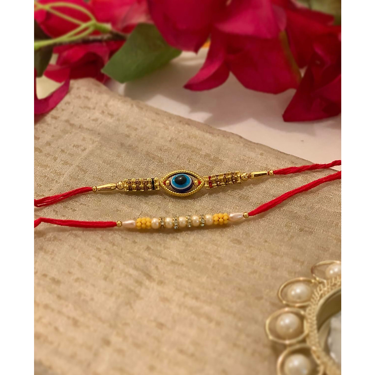 Rakhi For Brother Set of 2 With Greeting Card, Beautiful Designer Raksha Bandhan Rakhi Gift Set For Brother Bhaiya Bhai Bro, Traditional Indian Style Rakshbandhan Rakhi Gifts For Brother