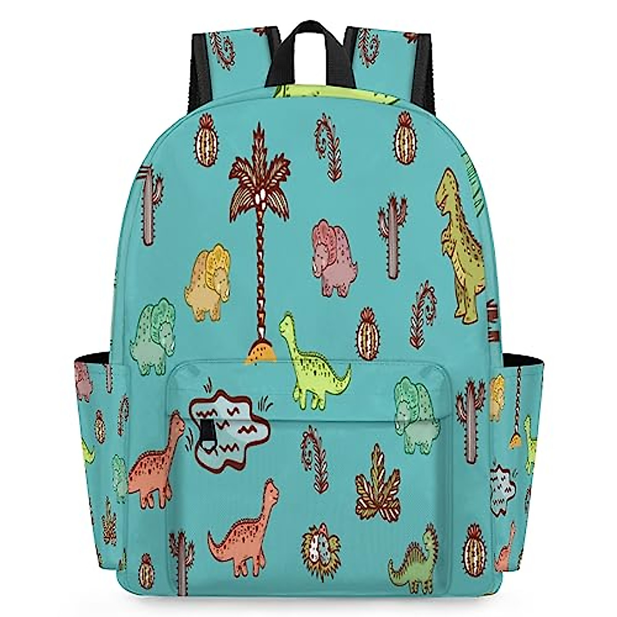 Bardic Backpack for Kids Kindergarten Boys Girls Backpack Metal Double Zipper Lightweight School Bookbag Travel Backpack - Dinosaurs,dino Cactus Cyan